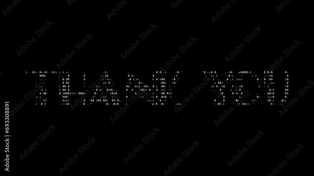 Vidéo Stock Thank you ascii animation loop on black background. Ascii ...