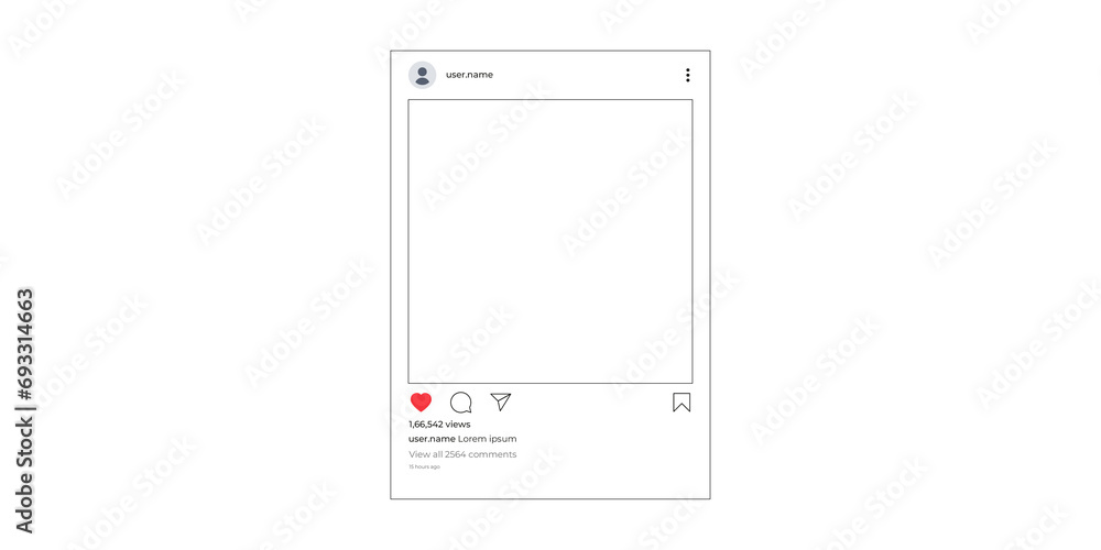 Instagram post frame template mock-up isolated on a transparent ...