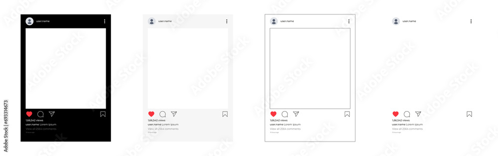 Instagram post frame template mock-up isolated on a transparent ...