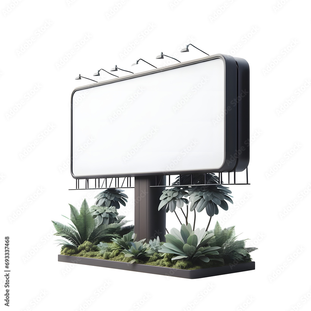 cartoony billboard low poly outdoor advertising media Isolated on ...