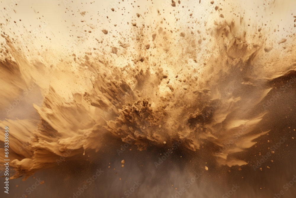 A large dust cloud is seen billowing out of the ground. This image can ...