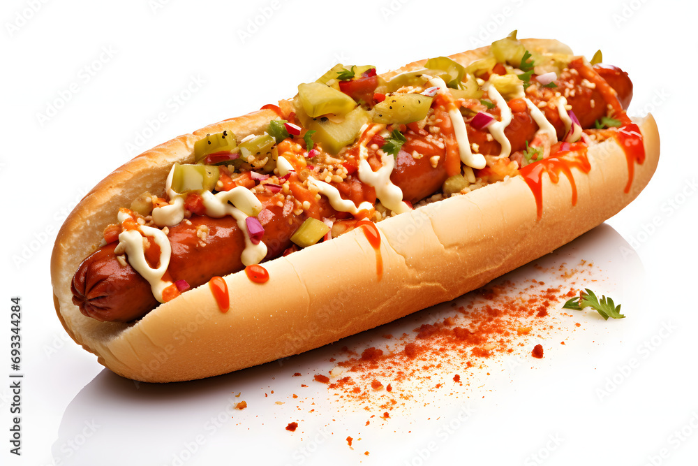 Barbecue Grilled Hot Dog with extra filling, hotdog with a large ...