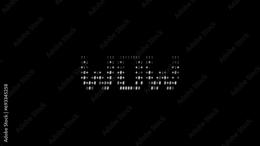 Vidéo Stock Wow ascii animation loop on black background. Ascii code ...