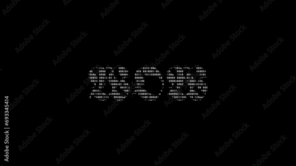 Wow ascii animation on black background. Ascii art code symbols with ...