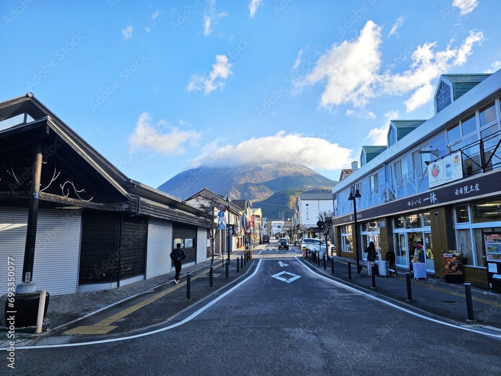 YUFUIN, JAPAN - NOVEMBER 12, 2023: Scenery of Mount Yufu Mountain in ...