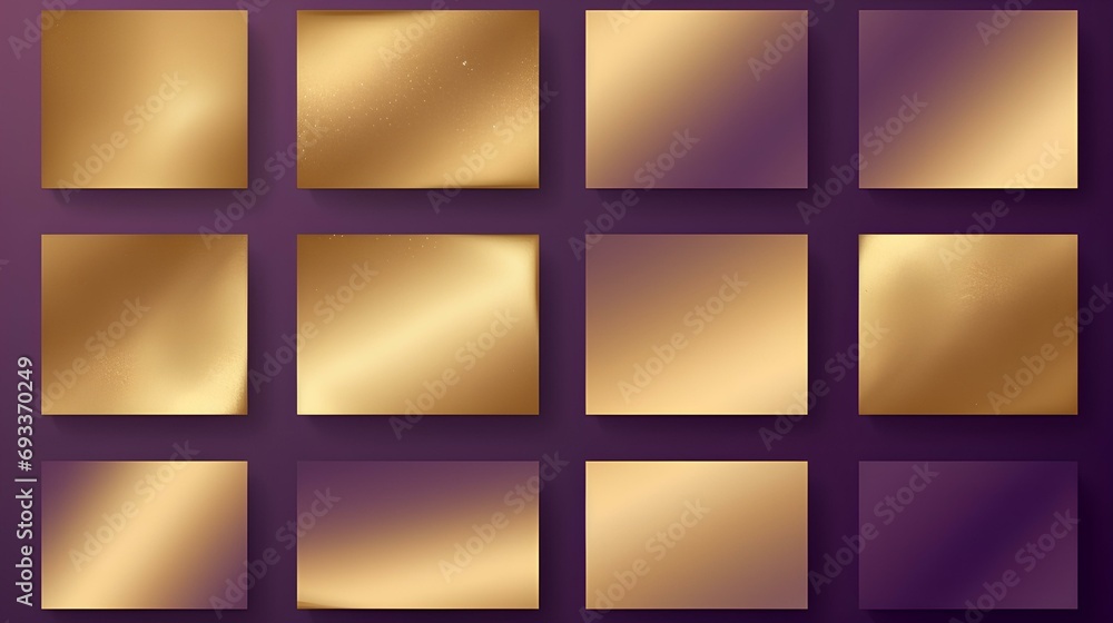 A colorful set of gradients. Gold, purple, bronze metallic gradients. A ...
