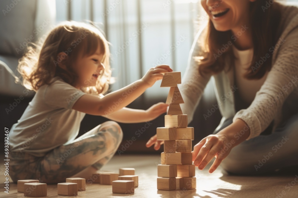 A woman and a child engaging in a fun and educational activity with ...
