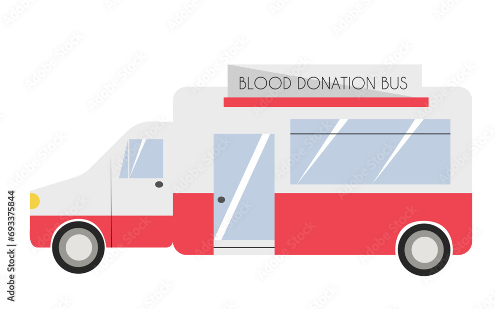 Hand drawn automobile for blood donation. Blood donation center in a ...