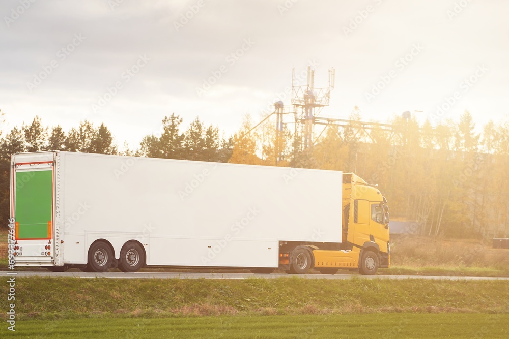 The modified double-decker European truck with additional cargo space ...