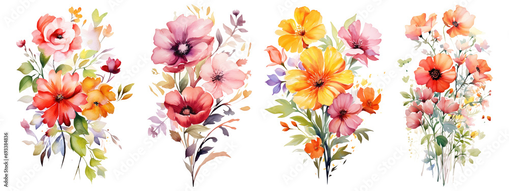 Watercolor Spring Flowers Collection, Spring Florals, Watercolor ...