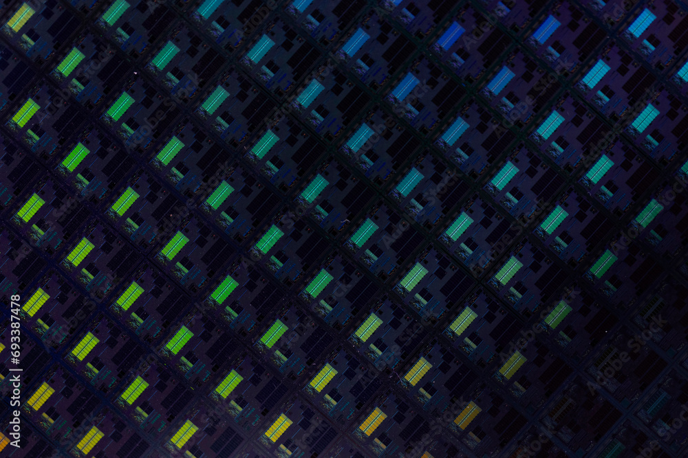 Macro Shot of a Silicon Wafer with Computer Chips during Manufacturing ...