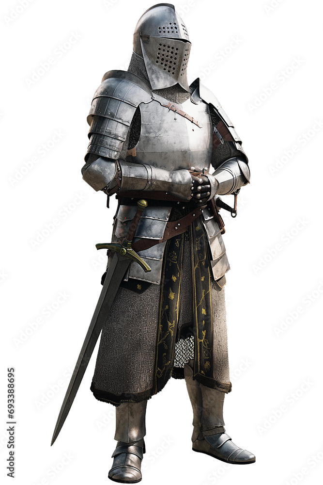 Medieval knight with a visor helmet, PNG image, isolated object Stock ...