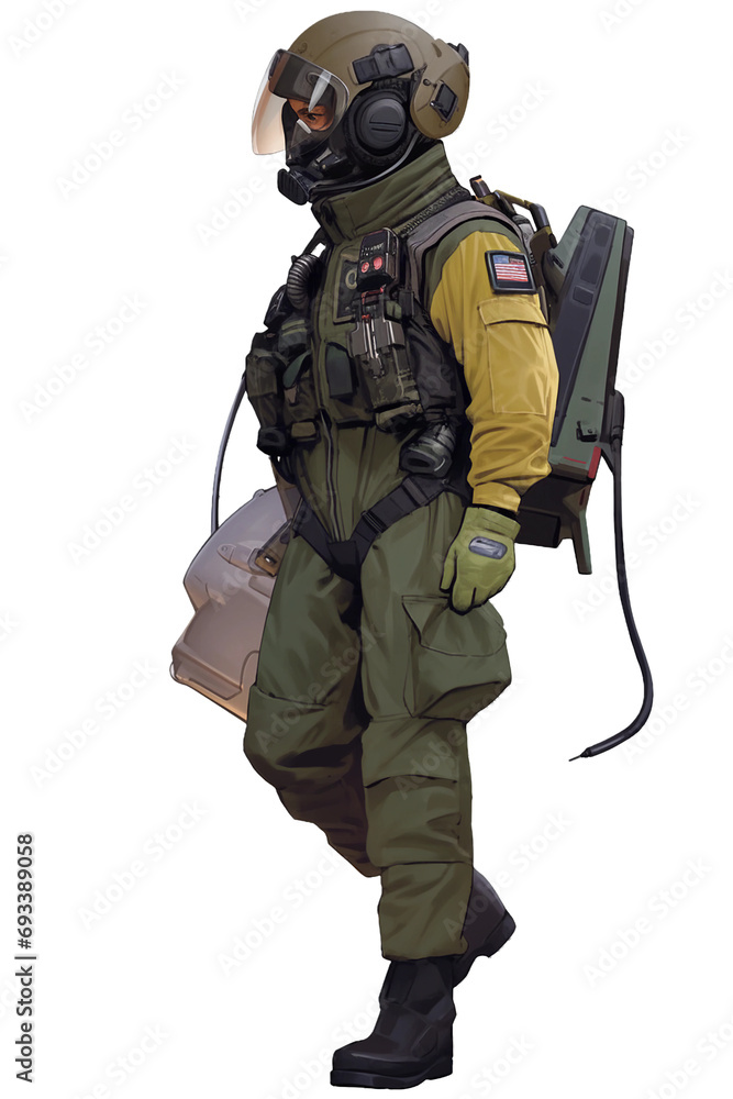 Military pilot with a flight helmet and flight suit, PNG image ...
