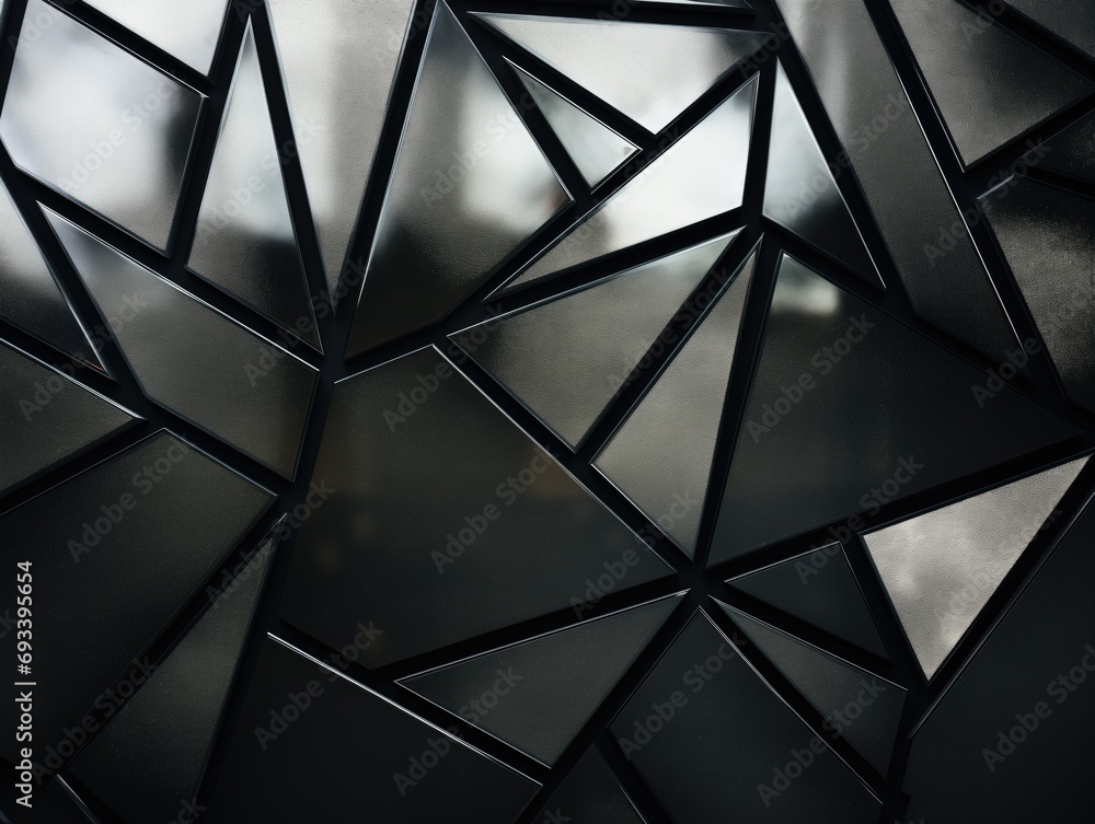 Abstract glass pattern on black background. Metallic textures, sharp ...