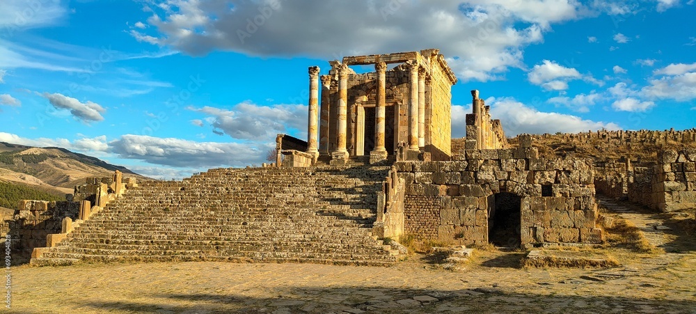 Remains of Cuicul village in Djemila town, archaeological area rich in ...