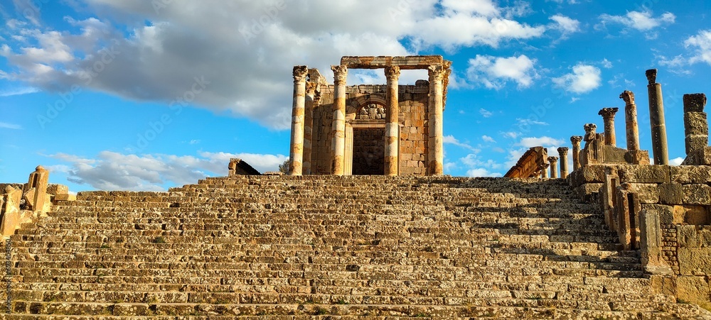 Remains of Cuicul village in Djemila town, archaeological area rich in ...