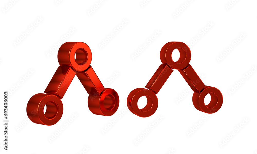 Red Molecule icon isolated on transparent background. Structure of ...