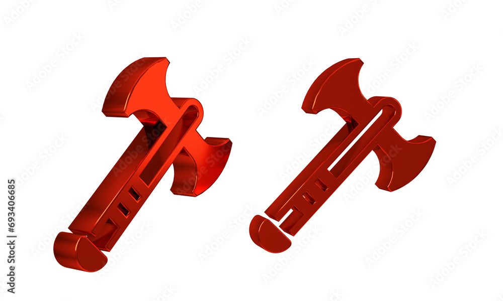 Red War axe icon isolated on transparent background. Battle axe ...