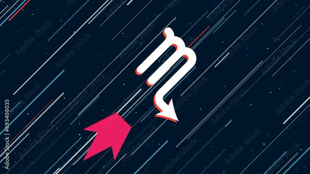 Zodiac scorpio symbol flies through the universe on a jet propulsion ...