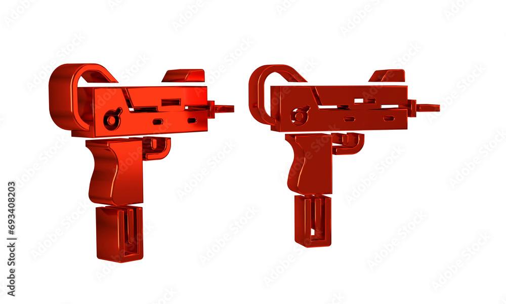 Red UZI submachine gun icon isolated on transparent background ...