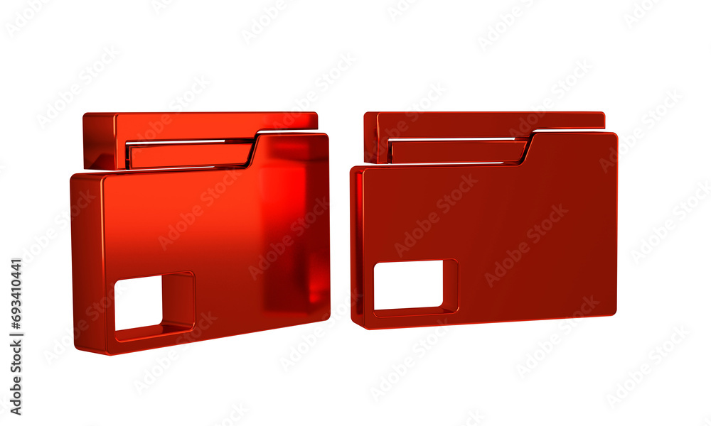 Red Document folder icon isolated on transparent background. Accounting ...