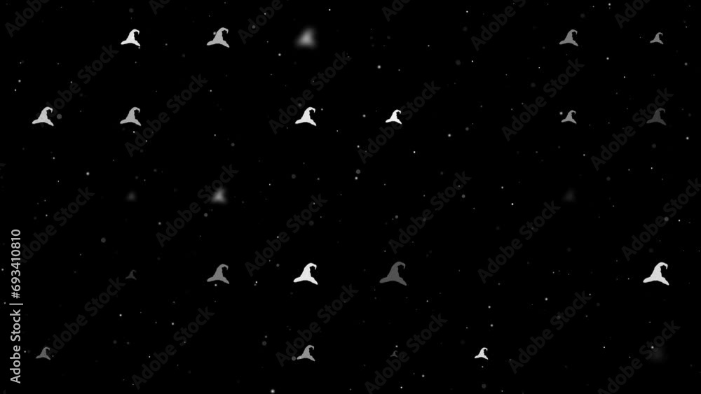 Template animation of evenly spaced wizard hat symbols of different ...