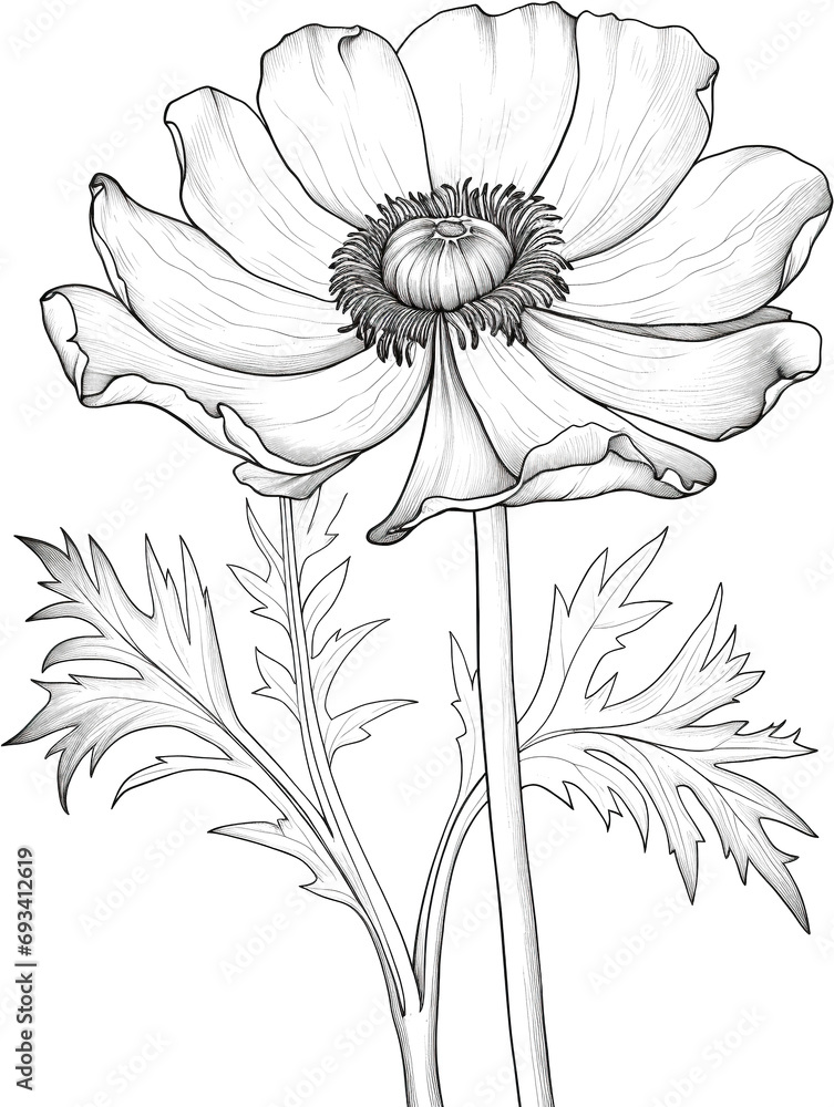 Flower coloring page isolated on transparent background Stock ...