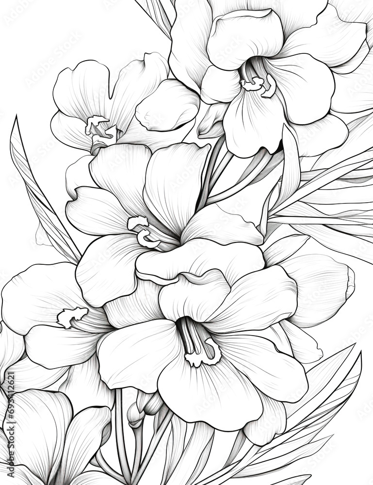Flower coloring page isolated on transparent background Stock ...
