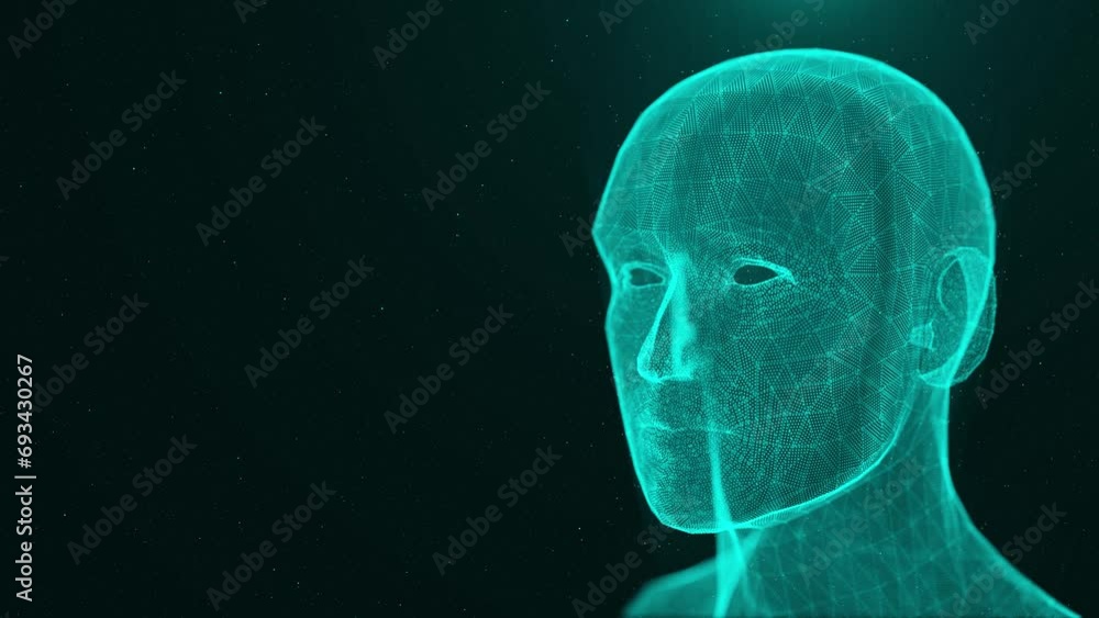 Futuristic Data Holographic interface. Human Head HUD digital ...