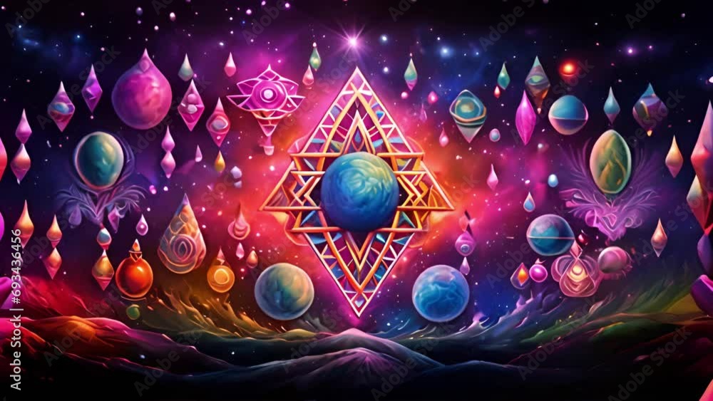 3D kaleidoscope mandala abstract background of trippy art psychedelic ...