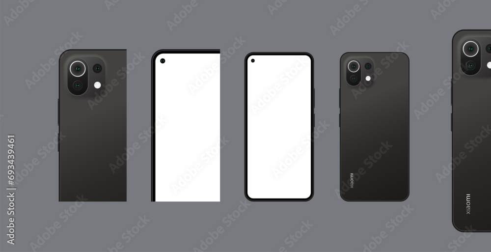 Xiaomi Mi 11 phone screen mockup. Isolated Xiaomi Mi 11 display camera ...