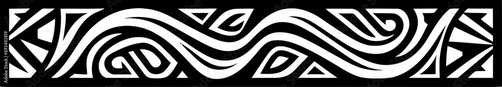 Maori stripe tattoo silhouette in black color. Vector template design ...