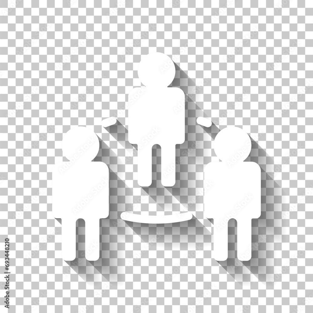 Partnership, teamwork, simple business logo. White icon with shadow on ...