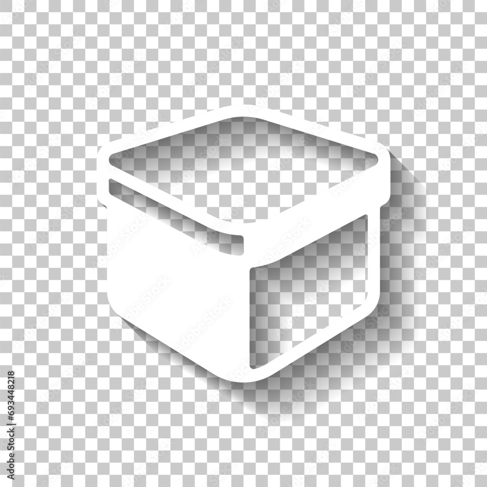 Delivery box, simple carton package icon. White icon with shadow on ...