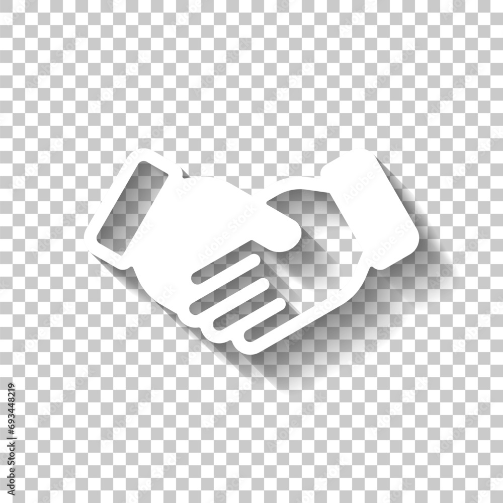 Partnership, teamwork, simple business logo. White icon with shadow on ...