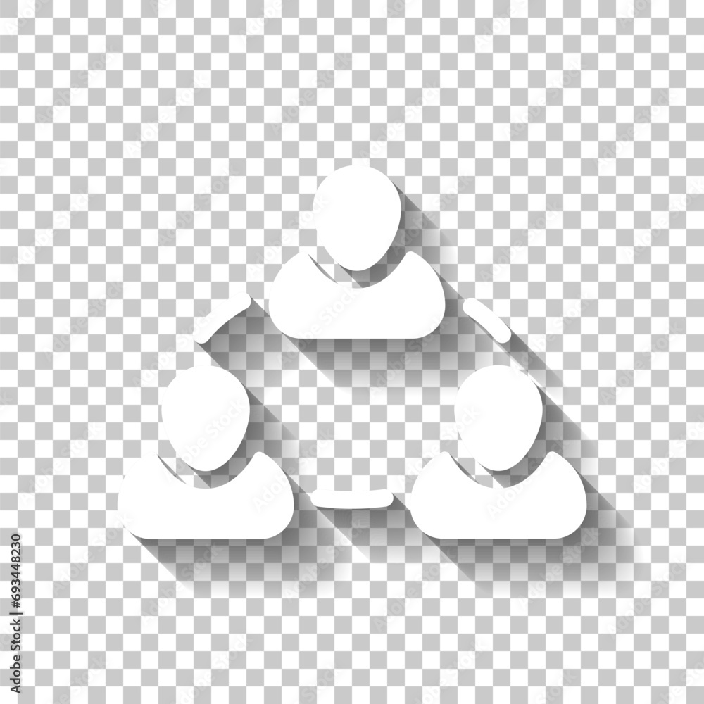Partnership, teamwork, simple business logo. White icon with shadow on ...