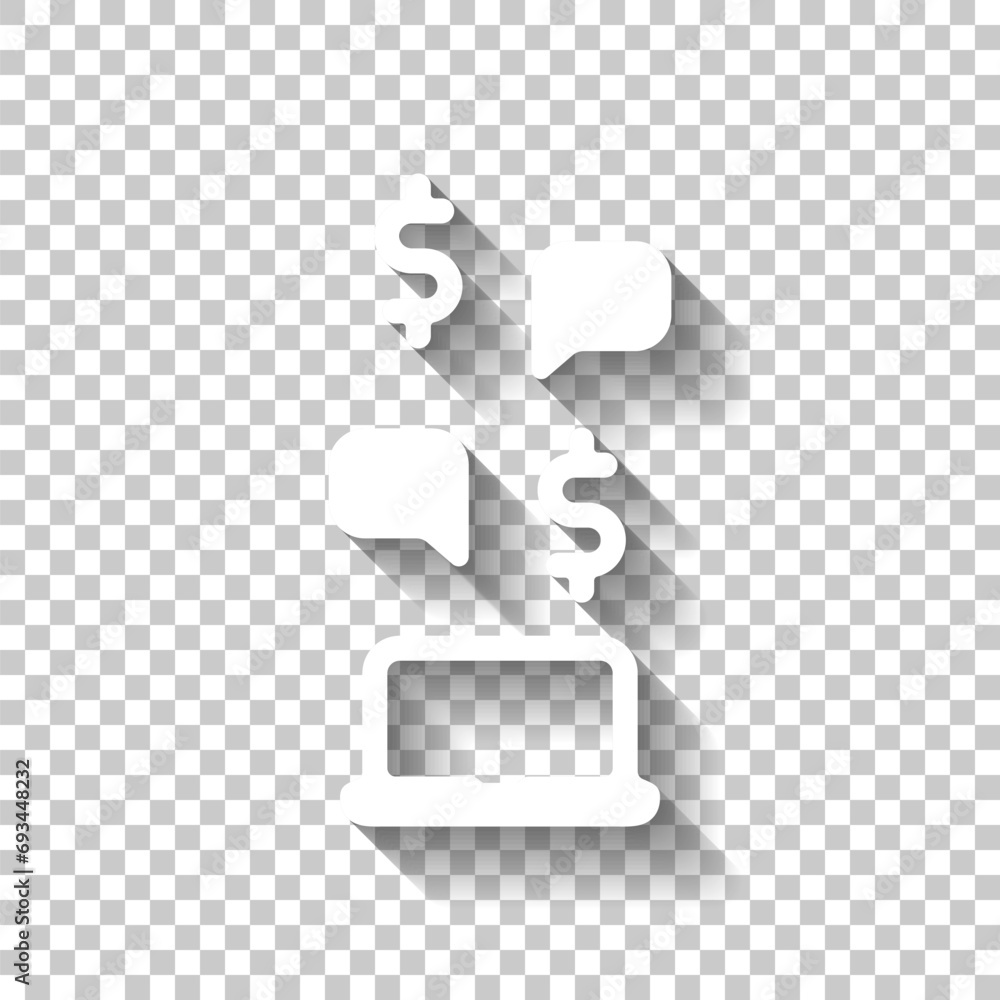 Digital marketing, business icon. White icon with shadow on transparent background Stock Vector ...