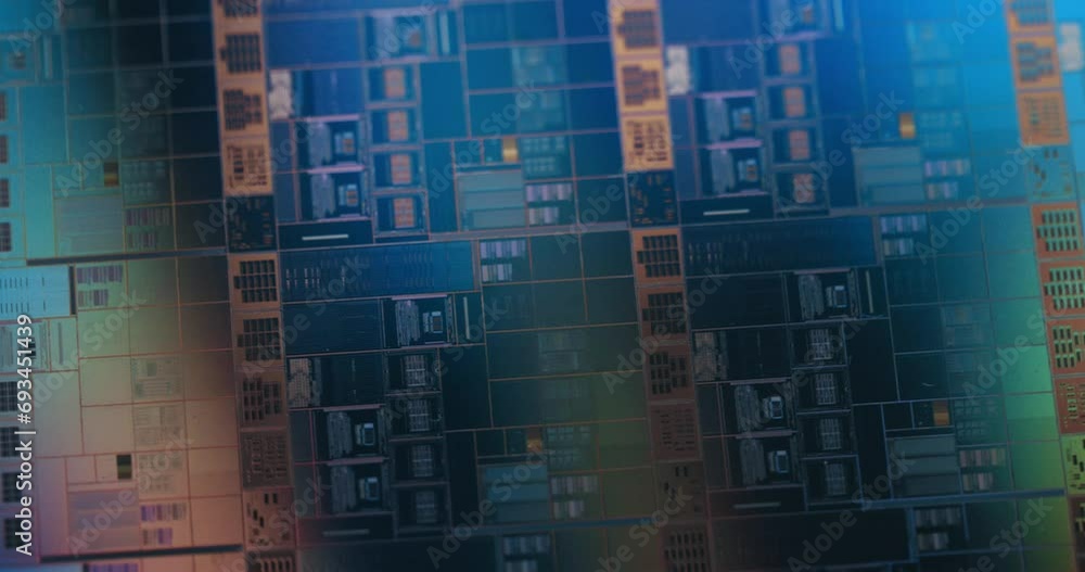 Macro Shot of a Silicon Wafer with Computer Chips during Manufacturing ...