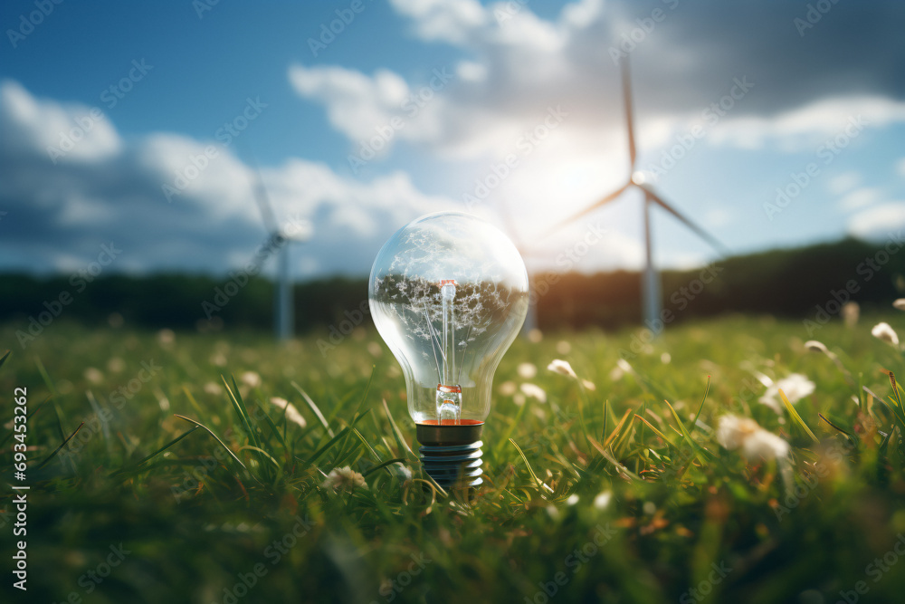 bulb generating electricity, green energy, clean energy, bulb wind ...