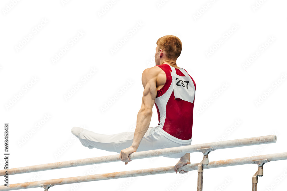 gymnast exercise parallel bars in gymnastics isolated on transparent ...