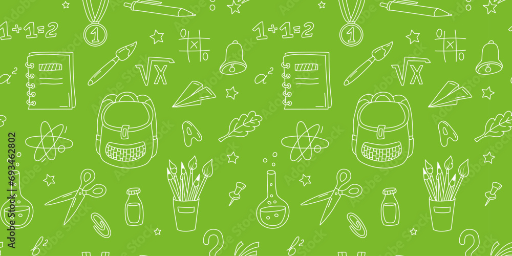 Bright school background. Set of elements on theme Back to school. Hand ...