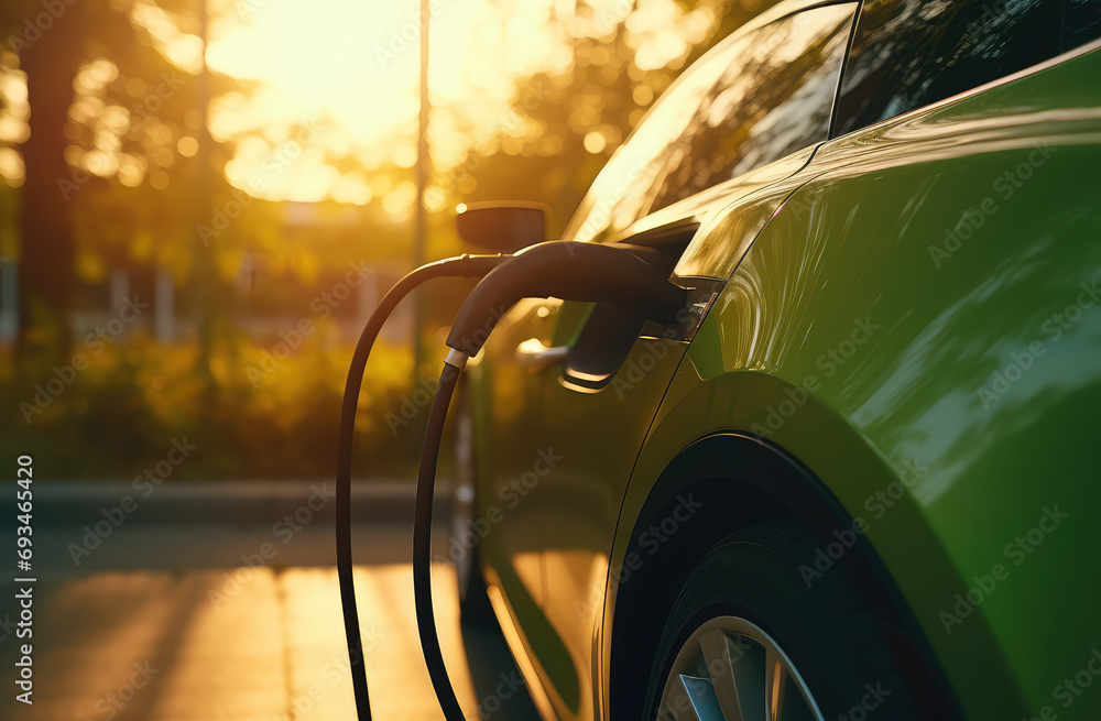 electric car charging station with a car inside Stock Photo | Adobe Stock