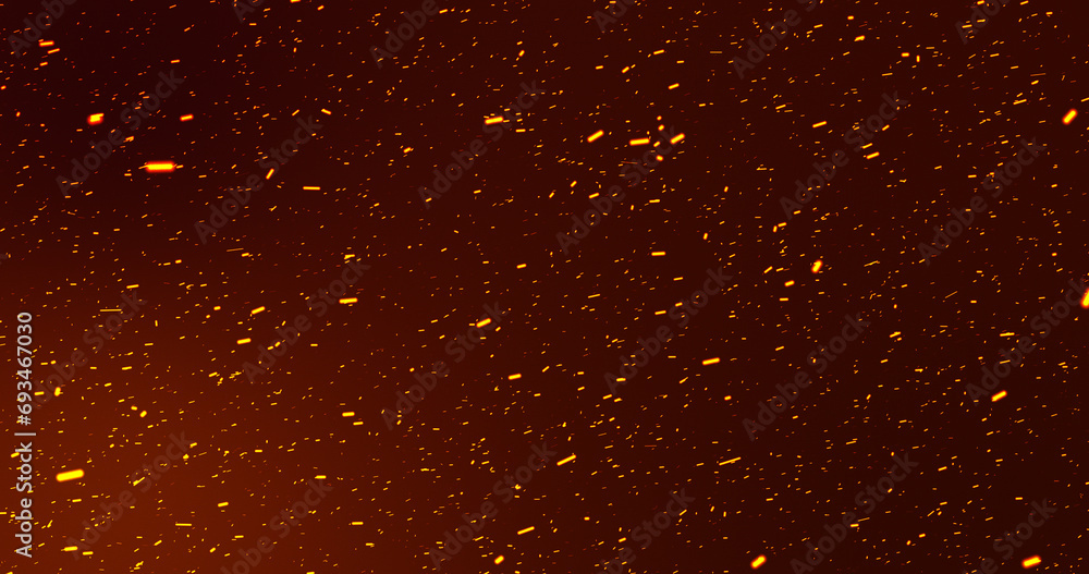 Cinematic fire dust particle flames moving randomly. Glittering spark ...
