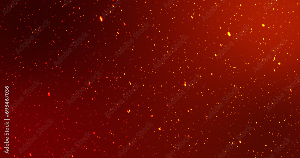 Cinematic fire dust particle flames moving randomly. Glittering spark ...