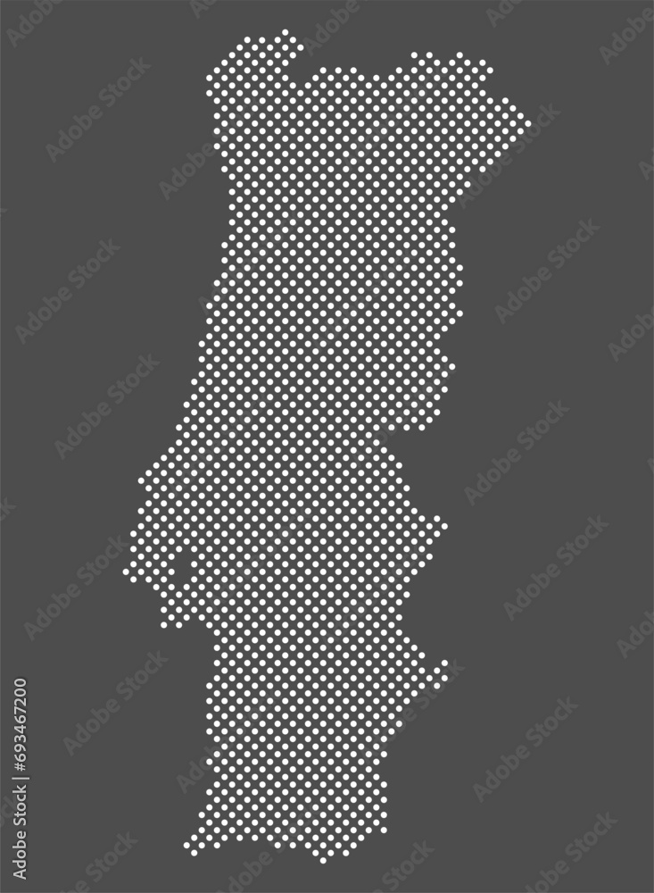 Portugal map dot on gray background. Dotted map of Portugal for your ...