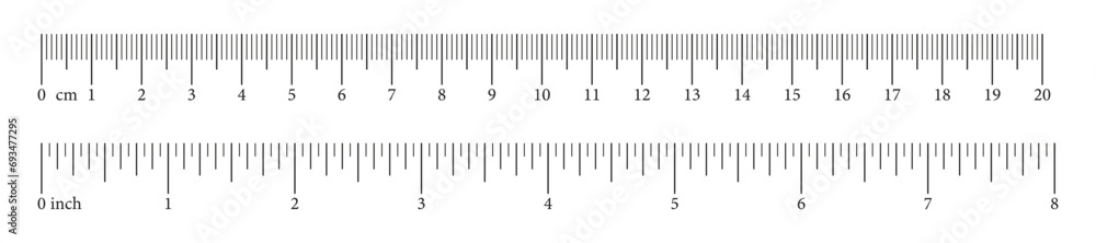 Collection measuring charts with 20 centimeter and 8 inch. Set of ...