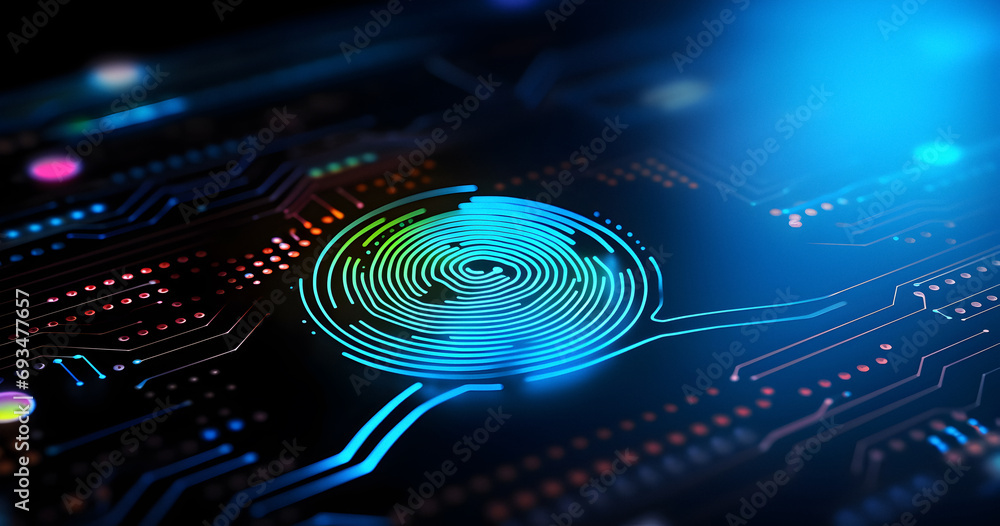 Digital fingerprint scanner, enhancing security, biometric identity ...