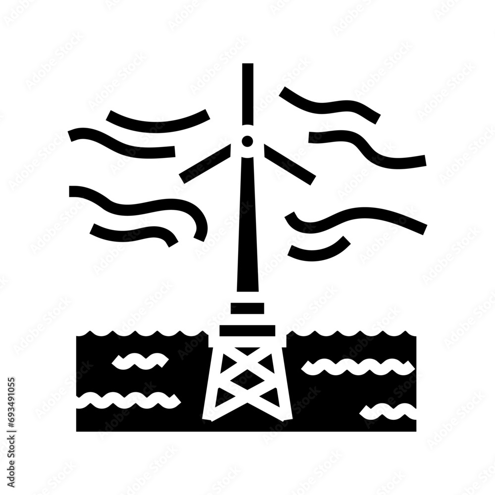 floating wind turbine glyph icon vector. floating wind turbine sign ...