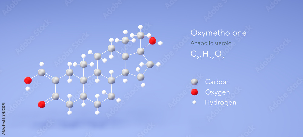 oxymetholone molecule, molecular structures, androgen, 3d model ...