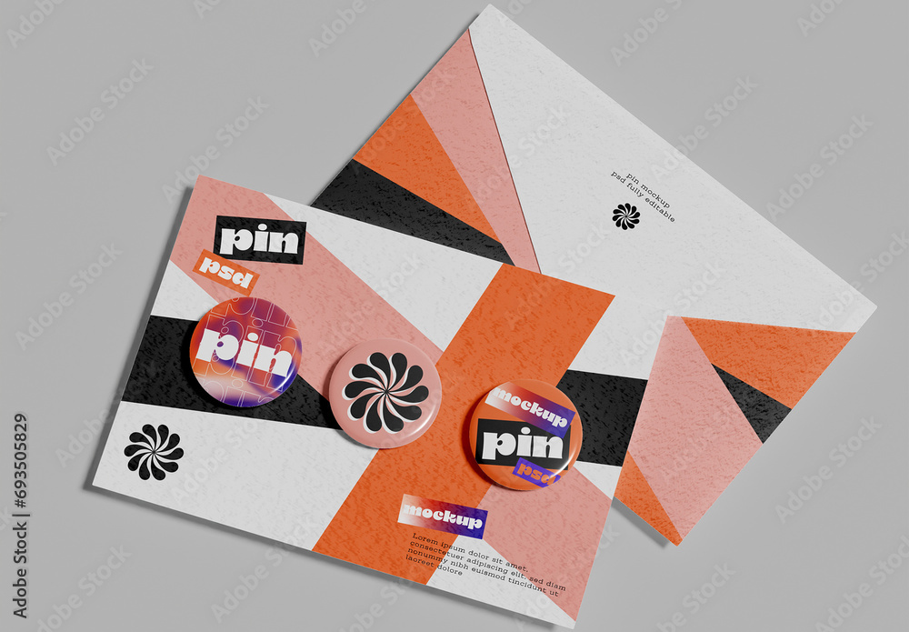 Packaged Pin Mockup Stock Template | Adobe Stock
